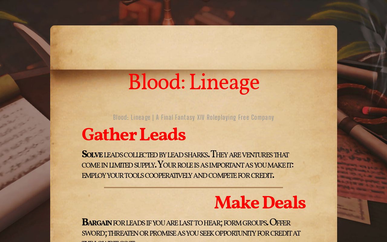 Blood: Lineage | A Final Fantasy XIV Roleplaying Free Company V2